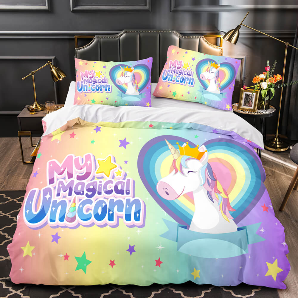 Cartoon Unicorn Bedding Set Quilt Duvet Cover Bedding Sets Kids Gift EBuycos
