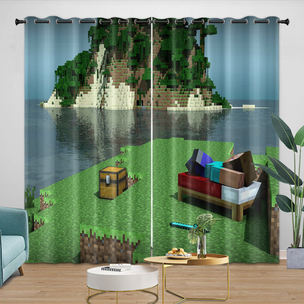 Game Pattern Minecraft Curtains Blackout Window Drapes Room Decoration ...