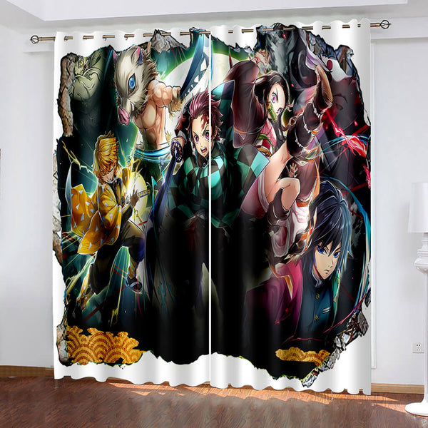 Demon Slayer Curtains Pattern Blackout Window Drapes – EBuycos