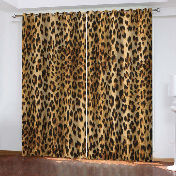 Leopard Print Curtains Cosplay Blackout Window Drapes Room Decoration ...