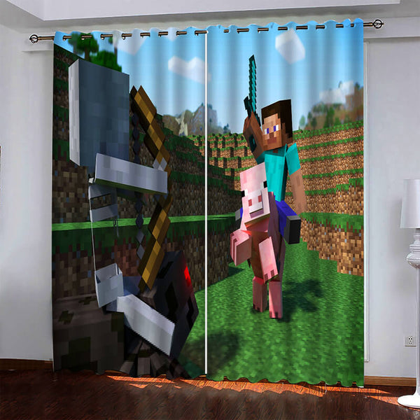Minecraft Pattern Curtains Blackout Window Drapes - EBuycos