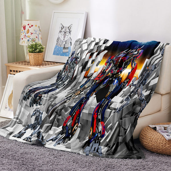 Transformers Pattern Blanket Flannel Throw Room Decoration – EBuycos